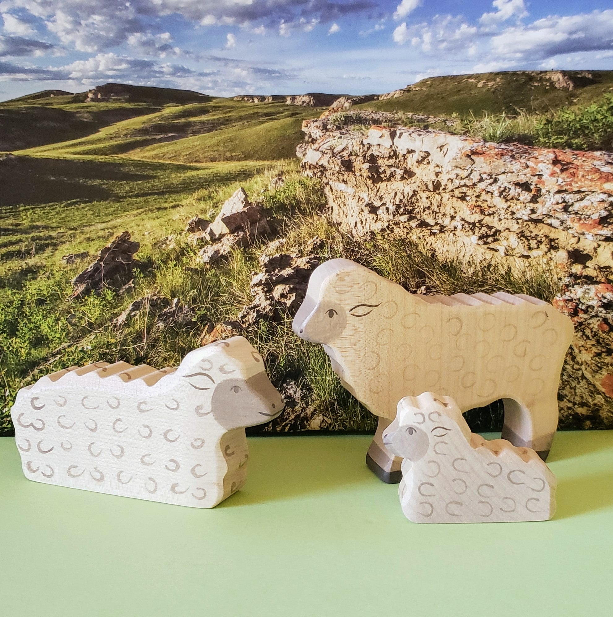 Sheep family-Set of 3-Holztiger – KidzyWudzy LLC.